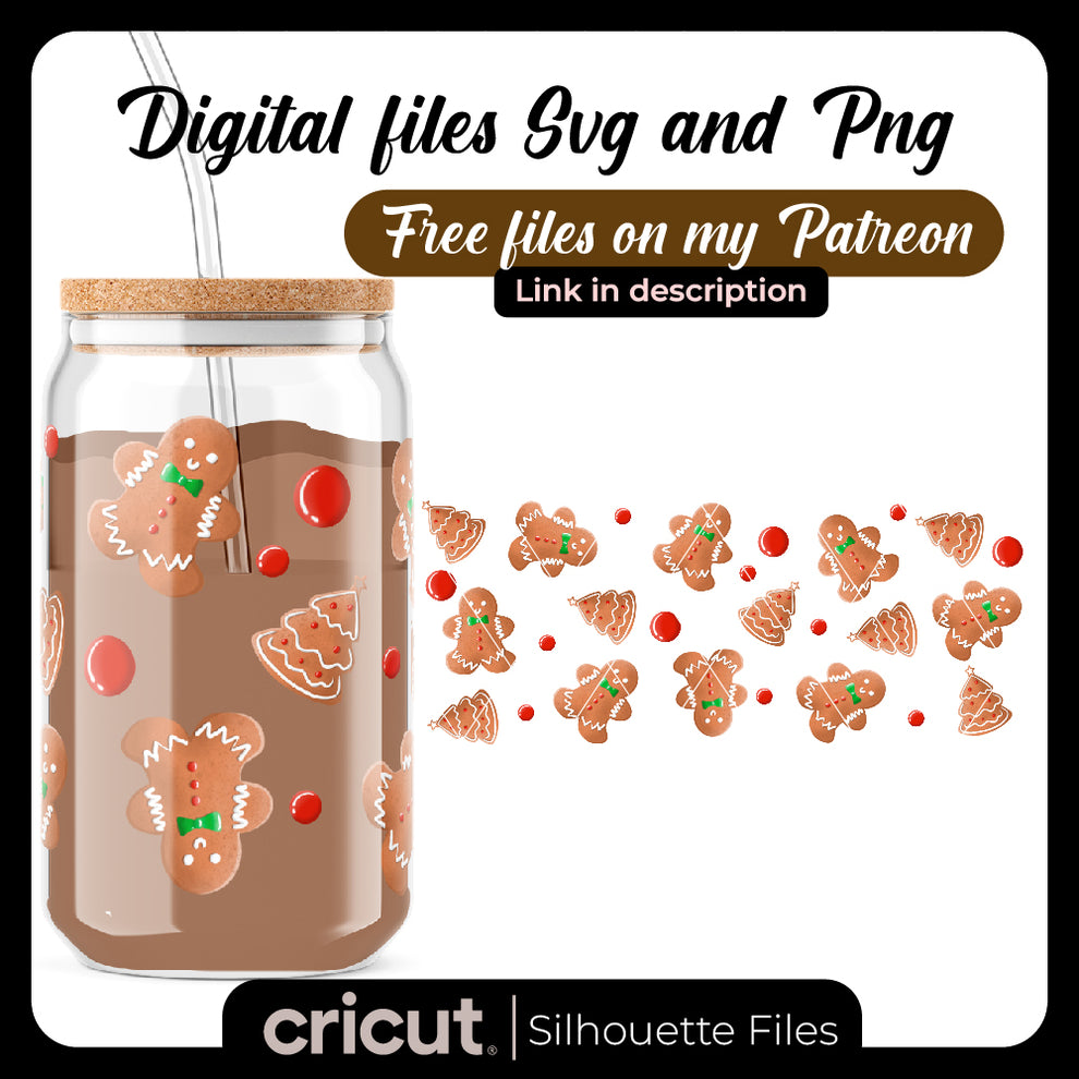 Christmas Gingerbread Cookies Libbey Can Glass 16oz Svg, Christmas Coo ...