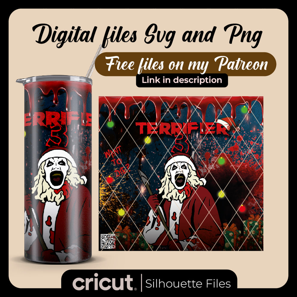 Santa Terrifier svg,png, tumbler 20oz, 40oz, and libbey 16oz, perfect ...