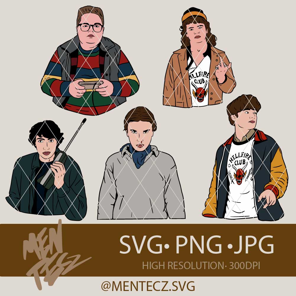 Stranger Things Characters SVG – Eleven, Demogorgon, 80s Retro SVG Bun ...
