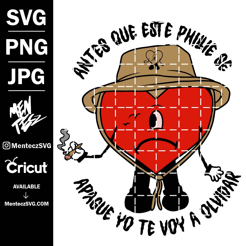 Heart Bad bunny svg, bad bunny heart smoking, Bad Bunny heart svg, Png ...